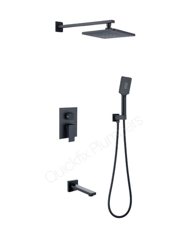 Concealed 5-Way Shower Mixer Set Matt Black K-8417H Installation in ...